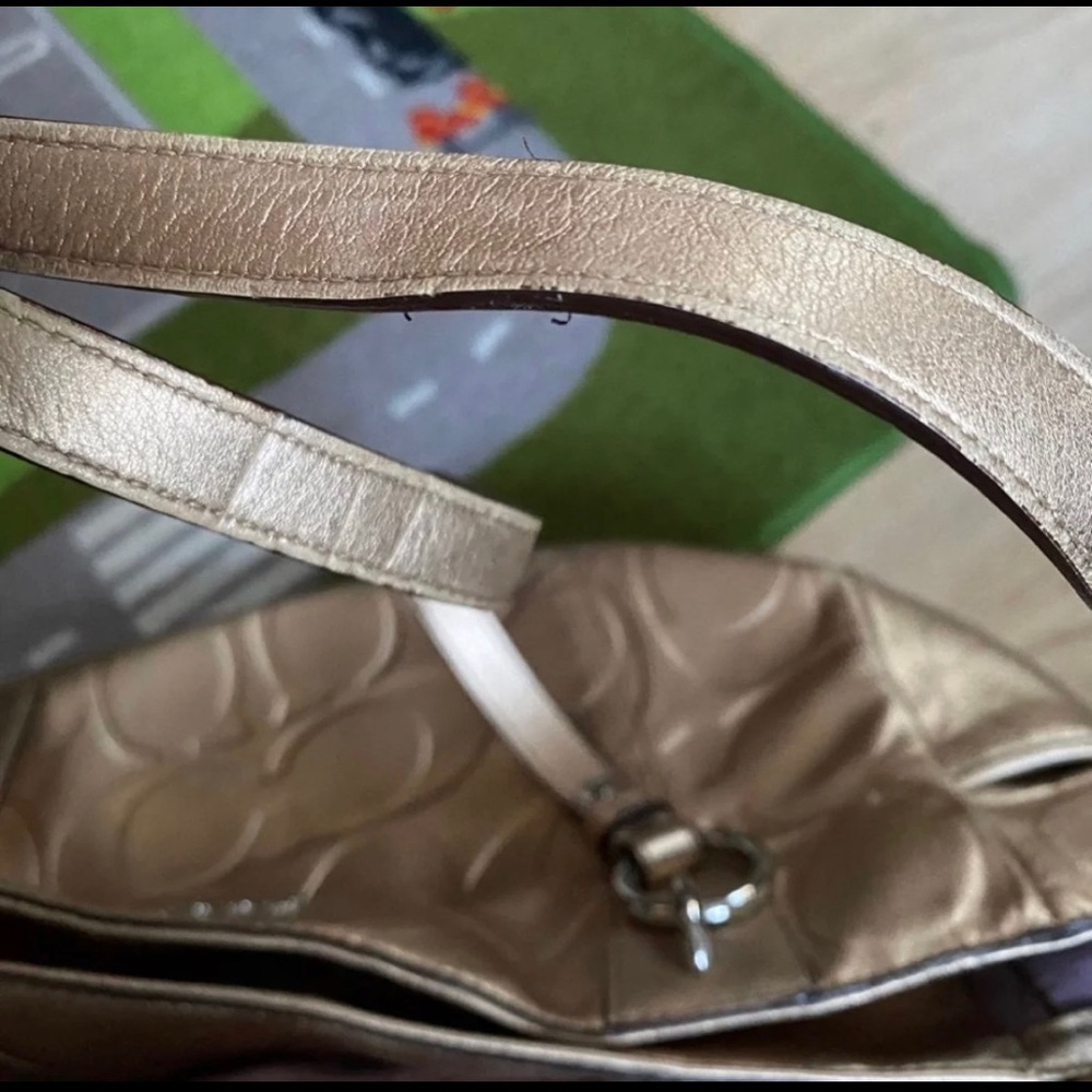 Coach Gold Logo Tote Zip Bag - Gem